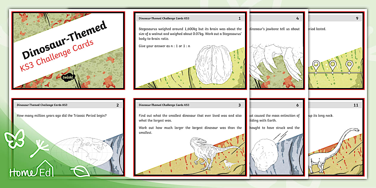 Dinosaur-Themed Challenge Cards KS3 (teacher made) - Twinkl