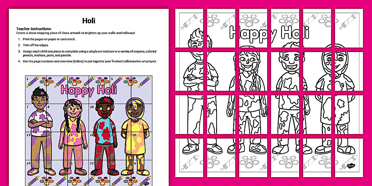 Holi Collaborative Art Pack (teacher made) - Twinkl