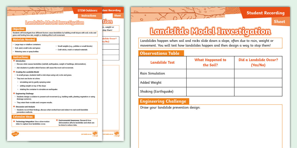STEM Outdoors: Landslide Model Investigation - Twinkl