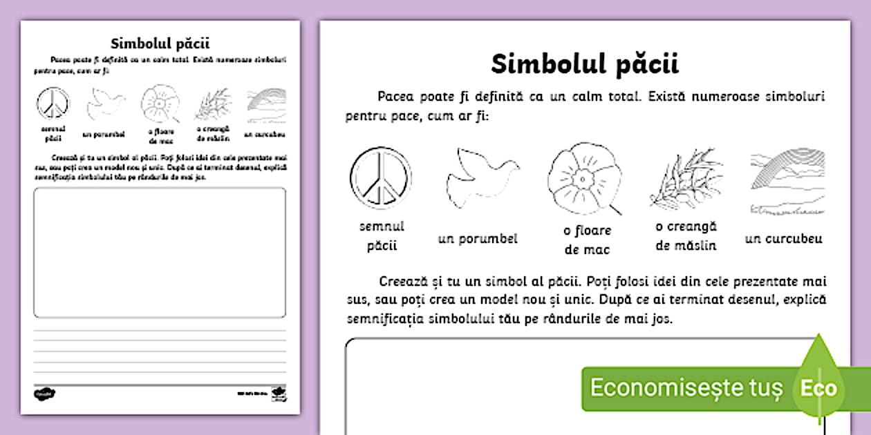 Simbolul păcii – Fișă de lucru (l'enseignant a fait)