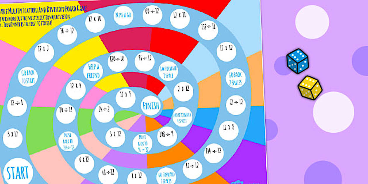 Black and White 12 Times Table Multiplication And Division Board Game