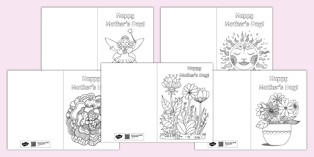 Mother's Day Colouring in Pages and Card Templates | Twinkl
