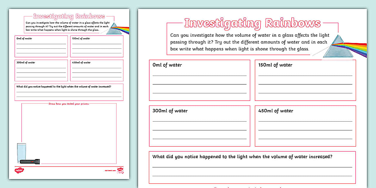 Rainbow Science Investigation Worksheet
