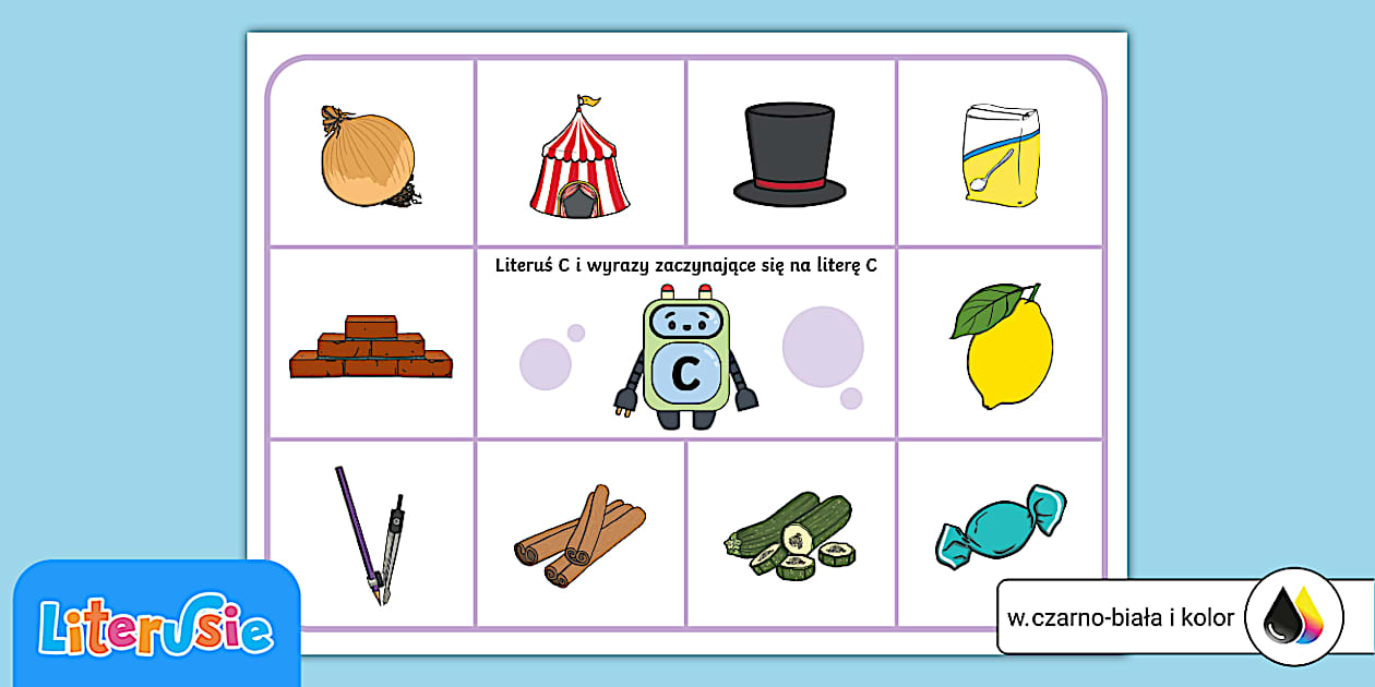 Literuś C | Plansza ze słowami | Co się zaczyna na literę C?