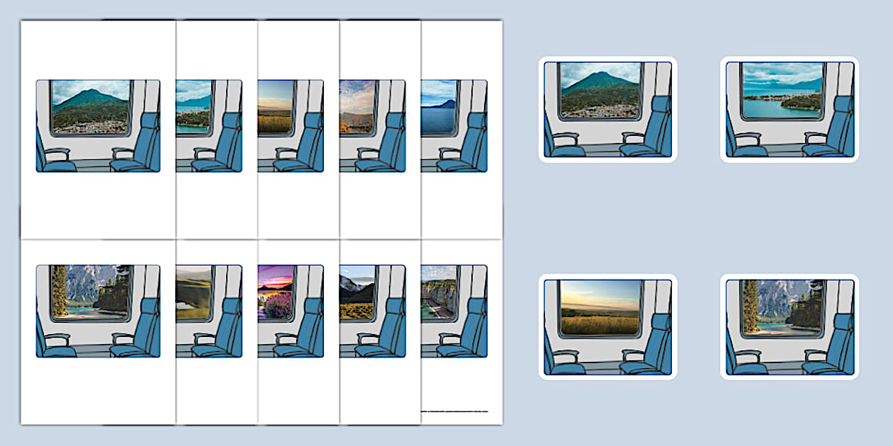 * NEW * Train Window Scenes Cut-Outs (teacher made)