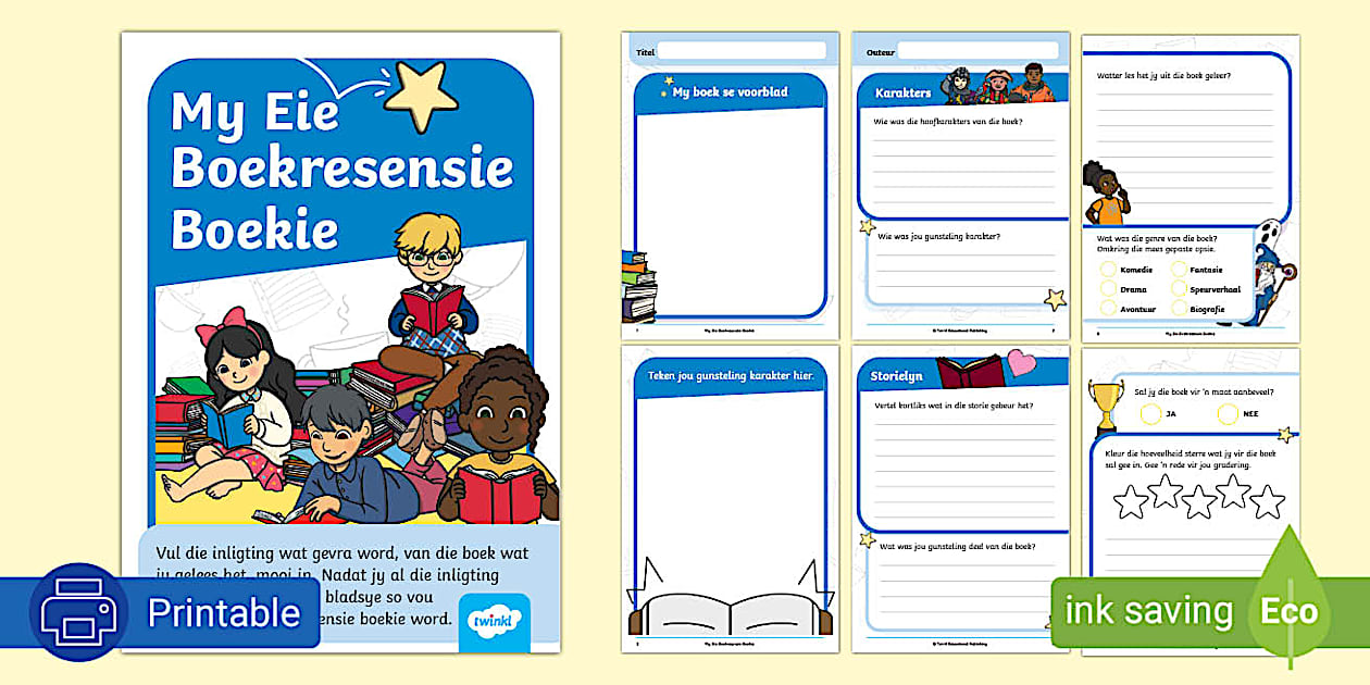 Boekresensie Boekie Aktiwiteit (teacher made) - Twinkl
