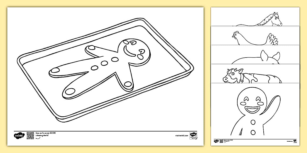 The Gingerbread Man Colouring Pages (teacher made) - Twinkl