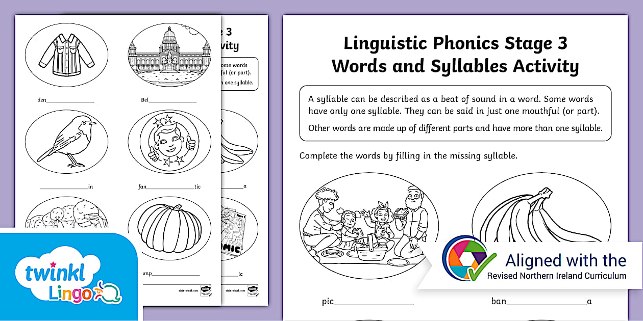 Linguistic Phonics Stage 3 Words Syllables Activity Sheet