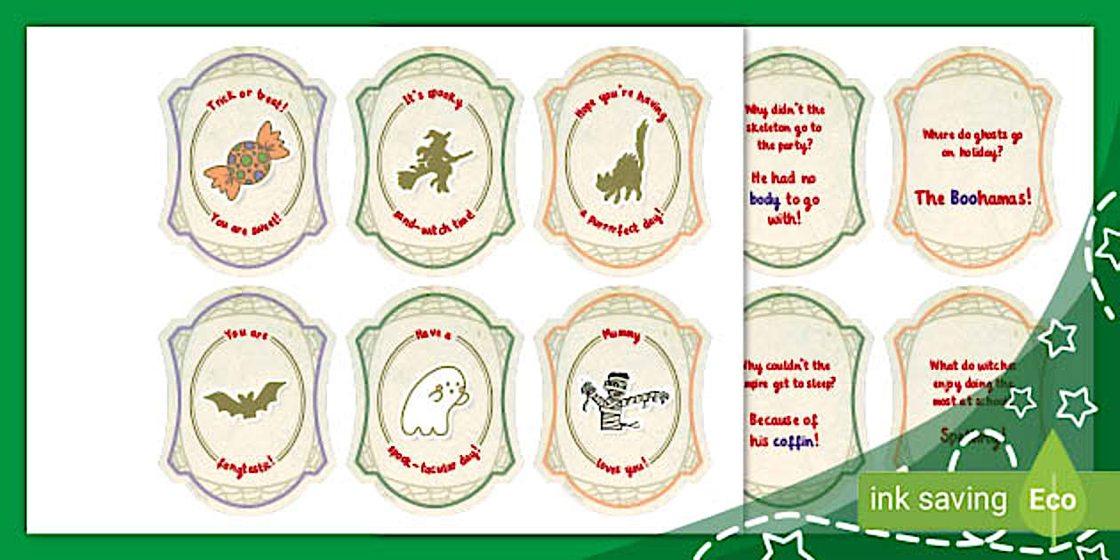 Halloween-Themed Lunch Box Cards (teacher made) - Twinkl