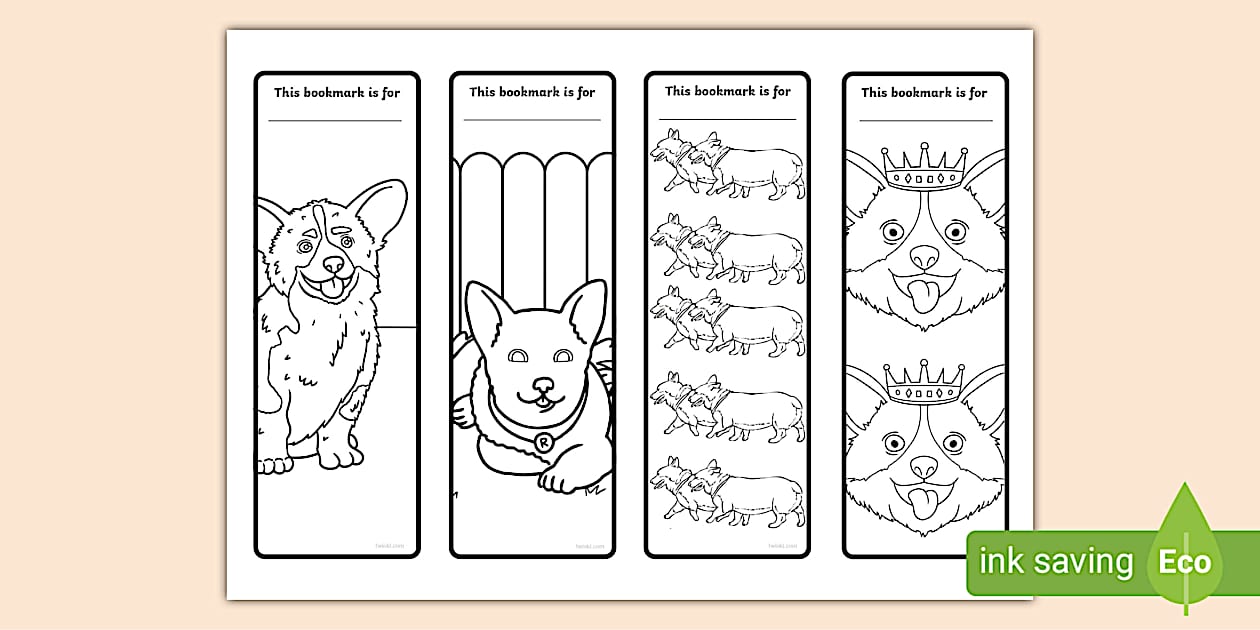 Corgi Bookmarks to Colour (teacher made) - Twinkl