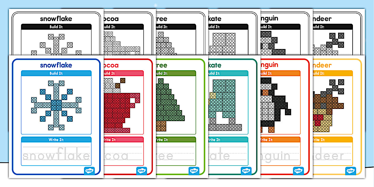 Winter Build and Write Building Blocks Activity Mats