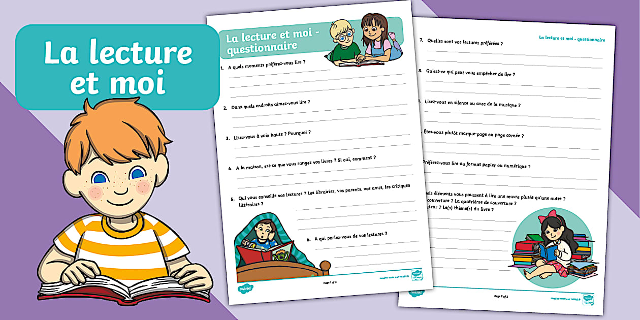 La lecture et moi - questionnaire (teacher made) - Twinkl