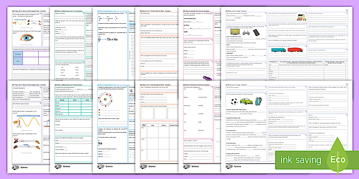 Physics Foundation Revision Mats | AQA Combined Science