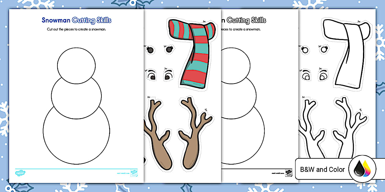 Snowman Cutting Skills Activity (Teacher-Made) - Twinkl