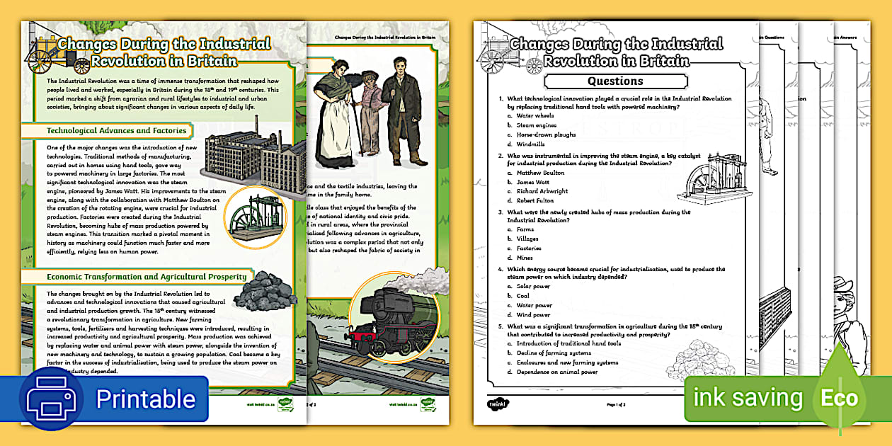 Changes During the Industrial Revolution in Britain - Twinkl