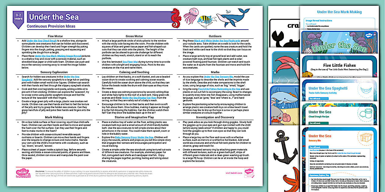 EYFS Under the Sea Continuous Provision Ideas Pack Ages 0-2