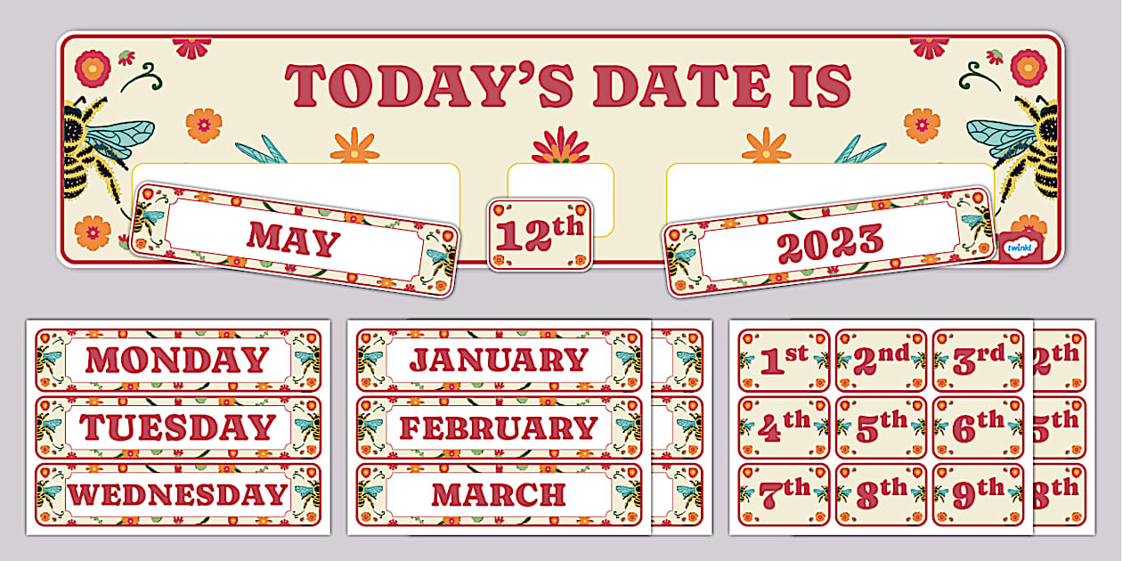 Bee-Themed Today's Date Display Pack (teacher made) - Twinkl
