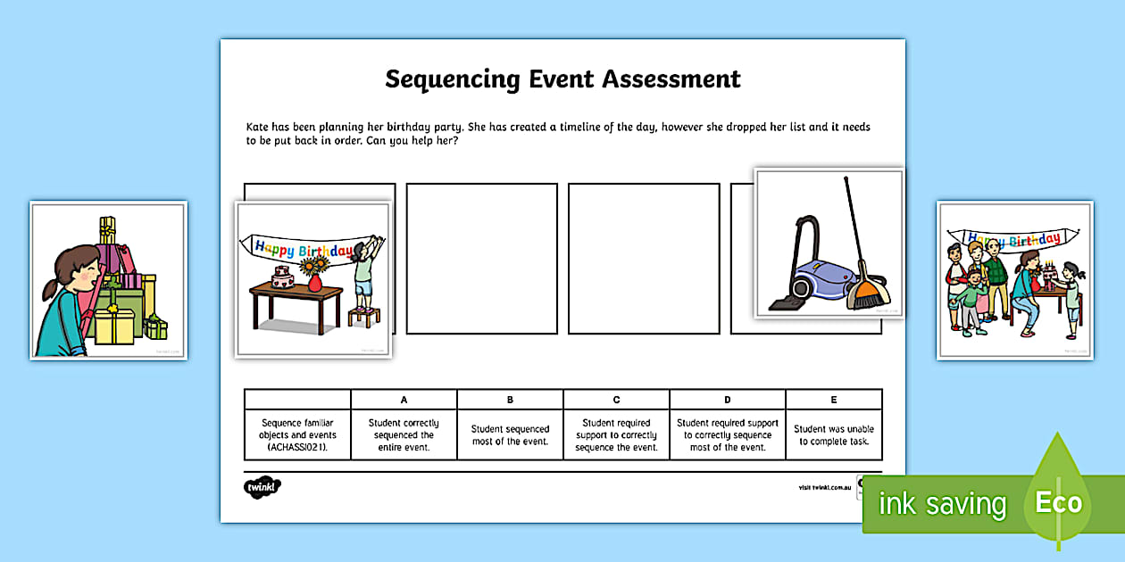 SA Sequencing Event Assessment Sheet (teacher made) - Twinkl