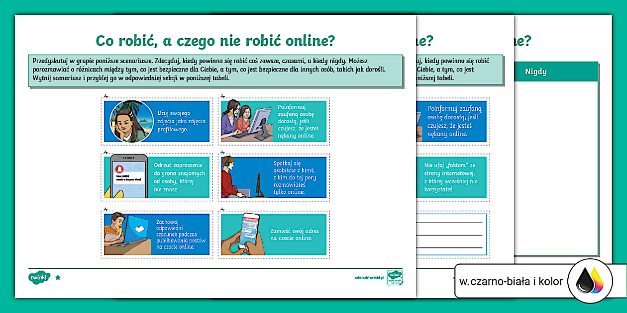 Co robić, a czego nie robić online?| Karty pracy - Twinkl