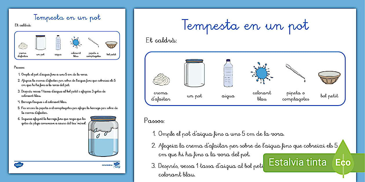 Experiment científic: Tempesta en un pot - Català - Twinkl
