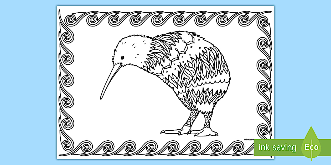 Kiwi NZ Mindfulness Colouring Page For Kids - Twinkl