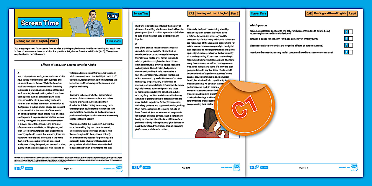 C1 Advanced (CAE) Reading and Use of English Part 6 Practice