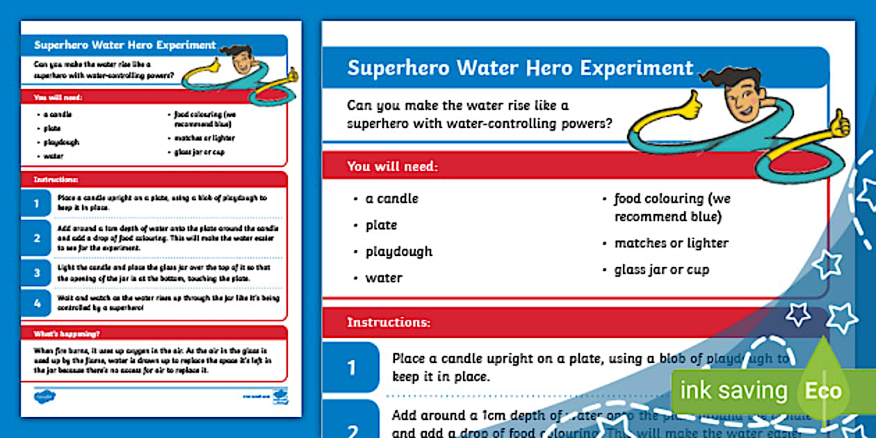 Superhero Water Hero Experiment (teacher made) - Twinkl