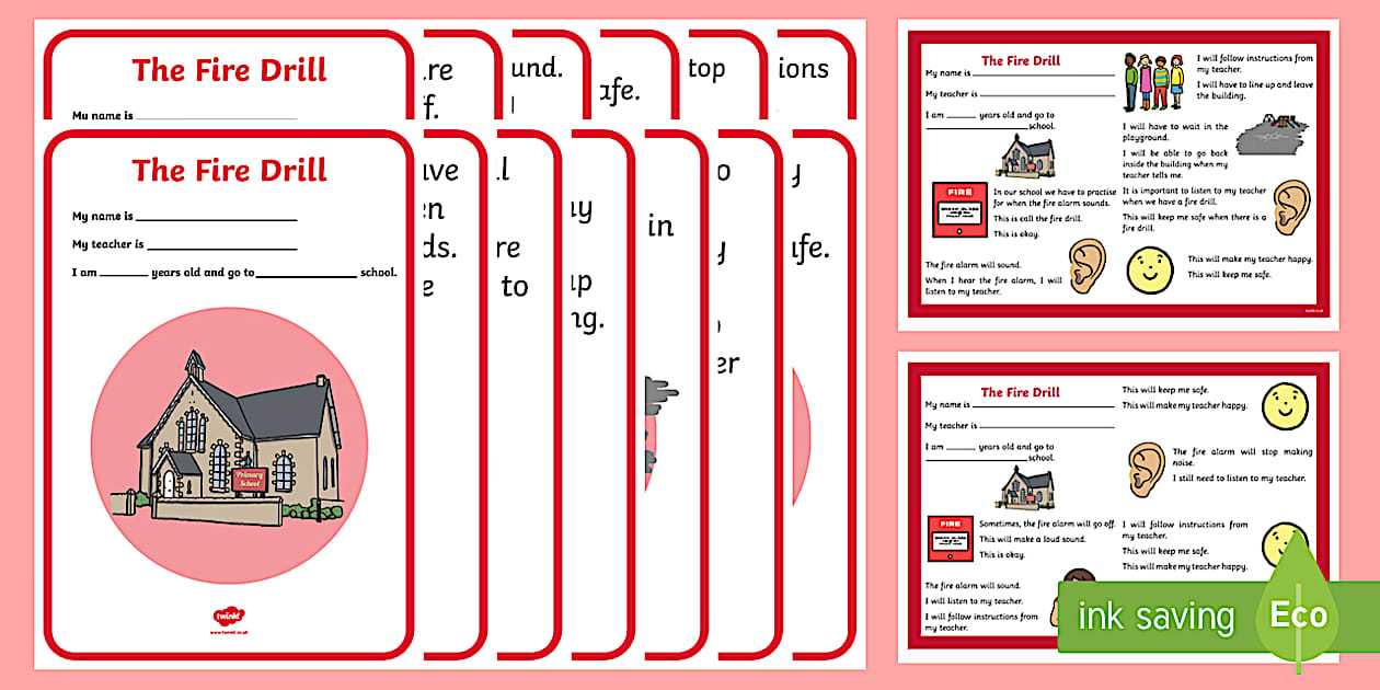 Editable The Fire Drill Social Situation - Twinkl
