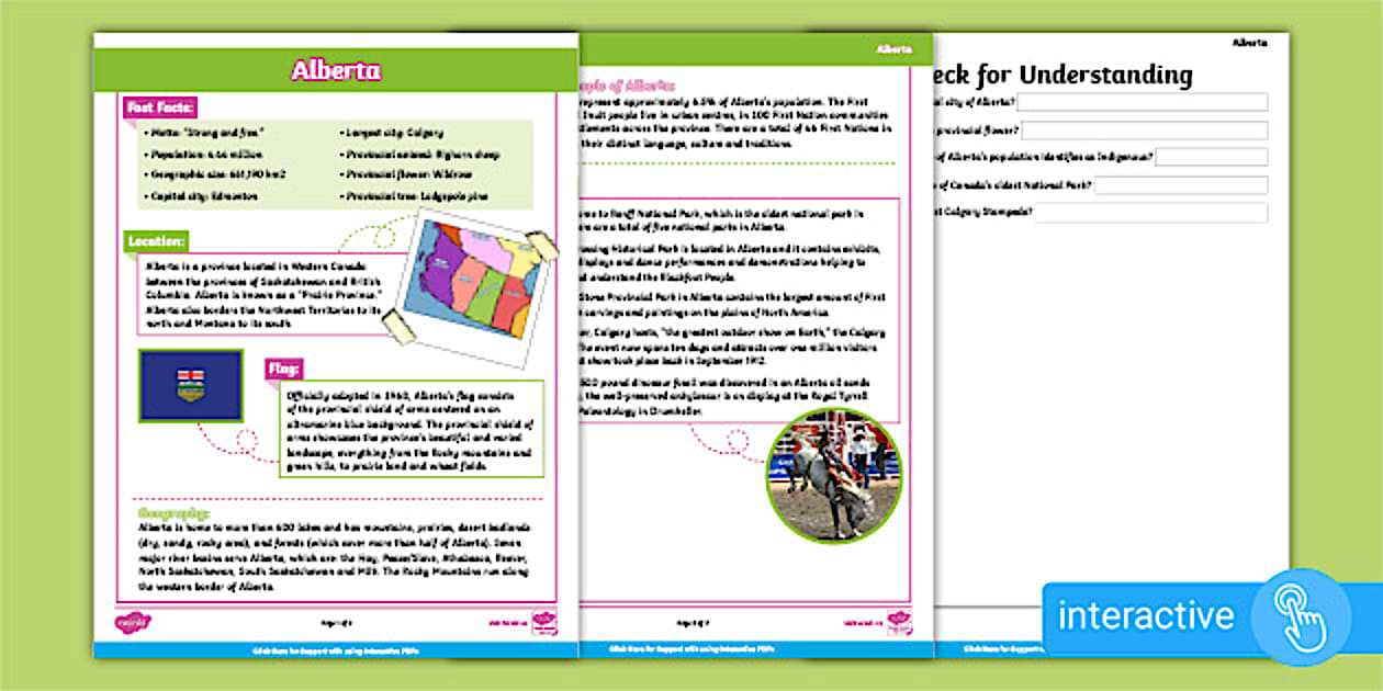 Alberta Reading Comprehension (teacher made) - Twinkl