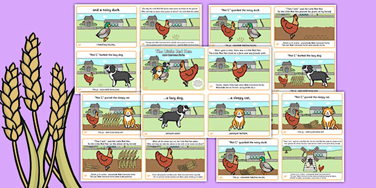 The Little Red Hen Story Cards Polish Translation