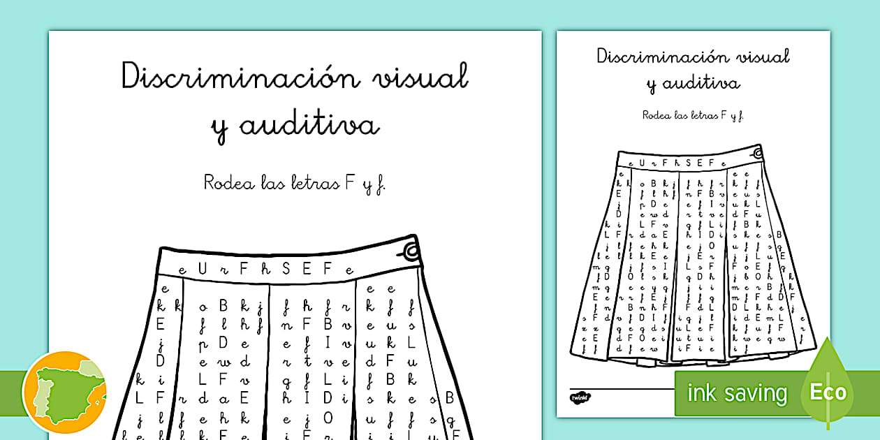 Ficha de discriminación visual y auditiva: La letra F