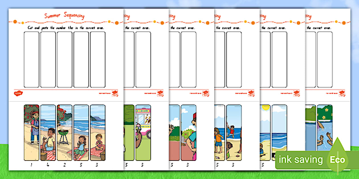 Summer-Themed Number Sequencing Picture Puzzle - Twinkl
