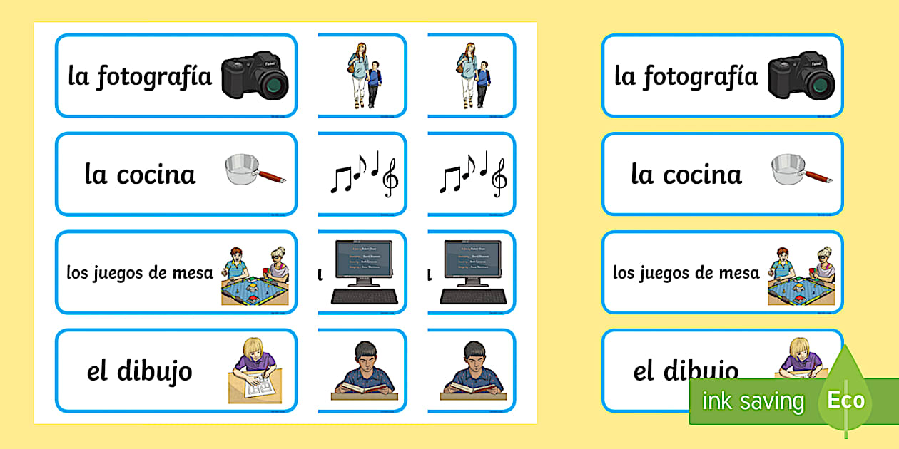 Favourite Hobbies Matching Cards - Spanish (teacher made)