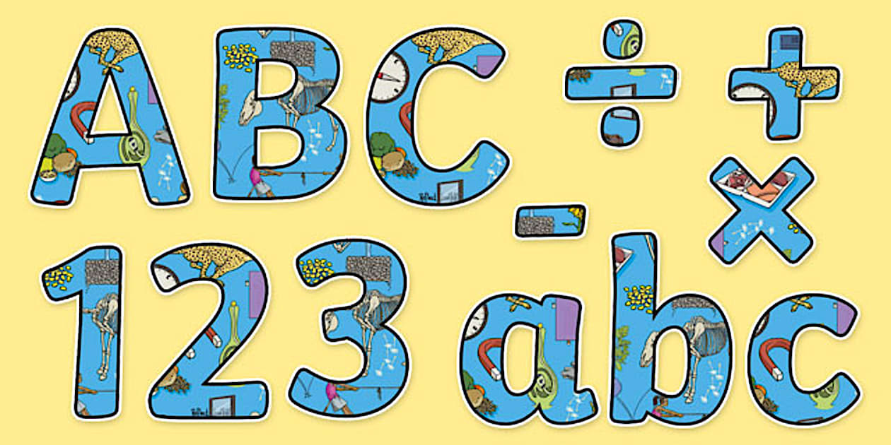 Editable Science Themed Display Letters and Numbers Pack