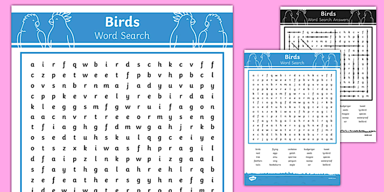 Australian Bird-Related Words Word Search