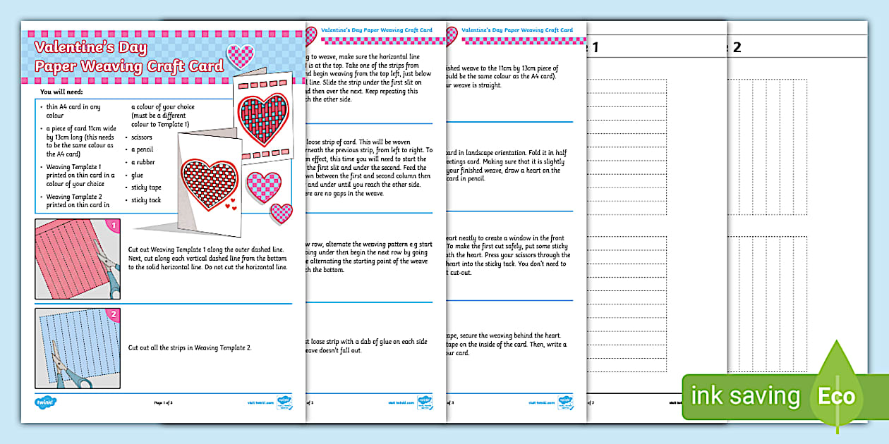 KS2 Valentine's Day Paper Weaving Craft Card (teacher made)