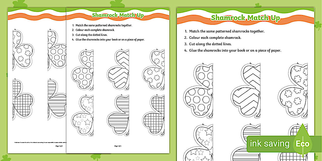 St Patrick's Day Shamrock Match Up (teacher made) - Twinkl