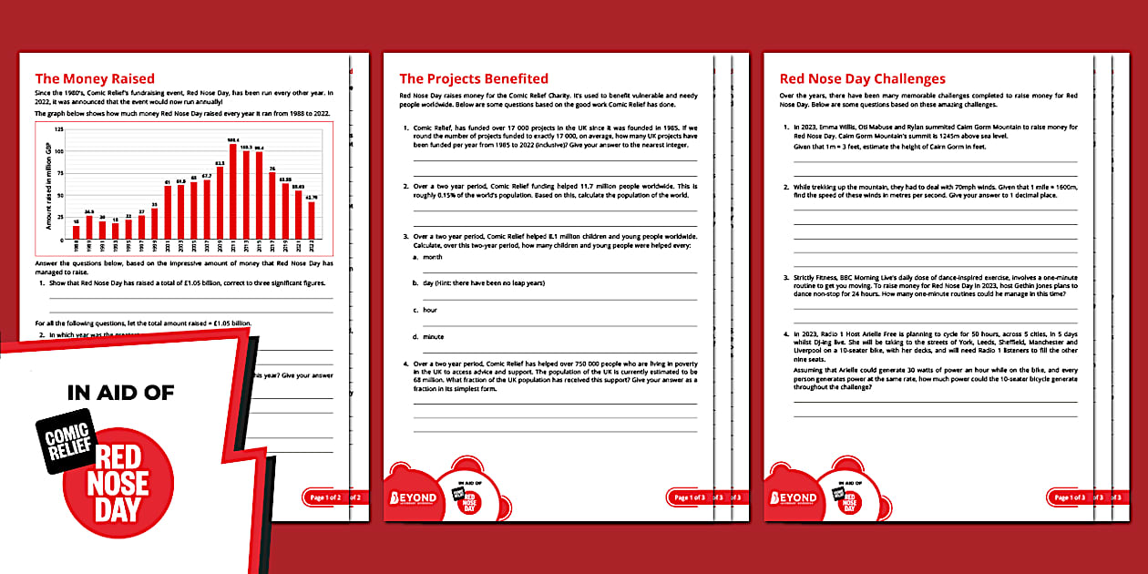FREE! - 👉 Red Nose Day Maths - The Numbers Behind The Fundraising