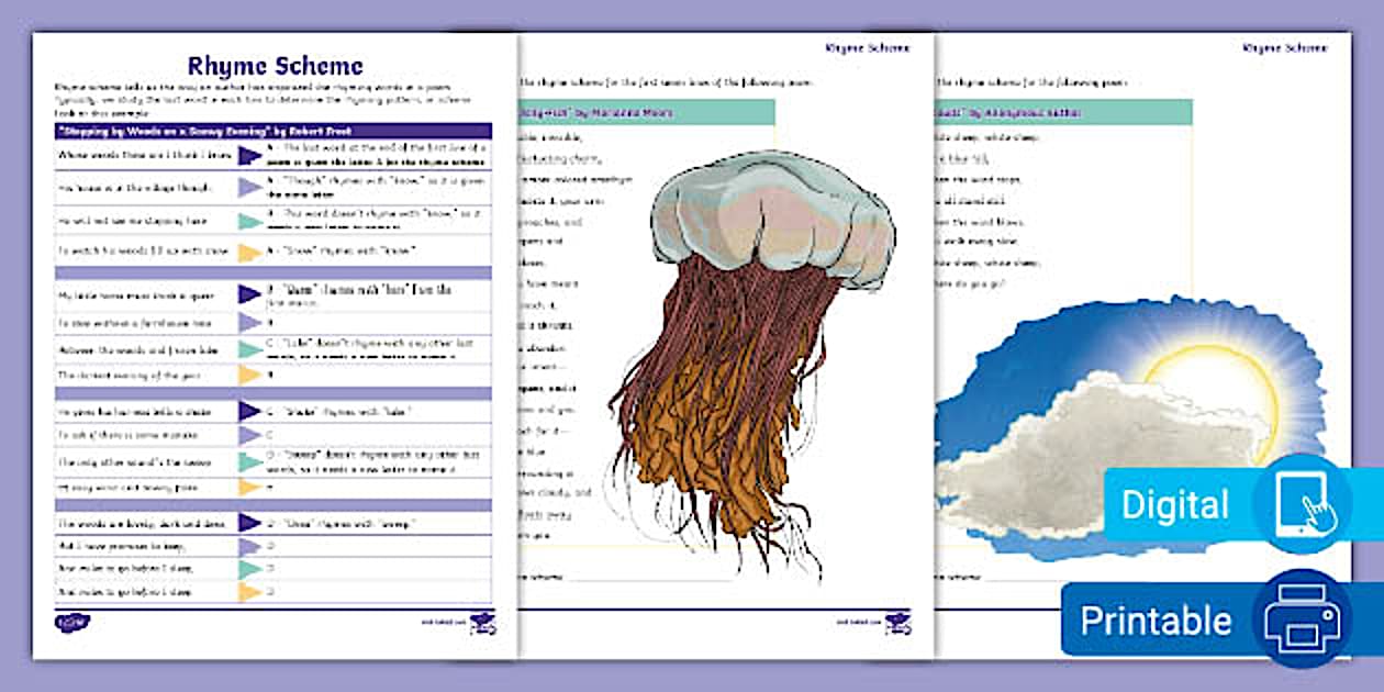 Rhyme Scheme Worksheet for 3rd-5th Grade - Twinkl