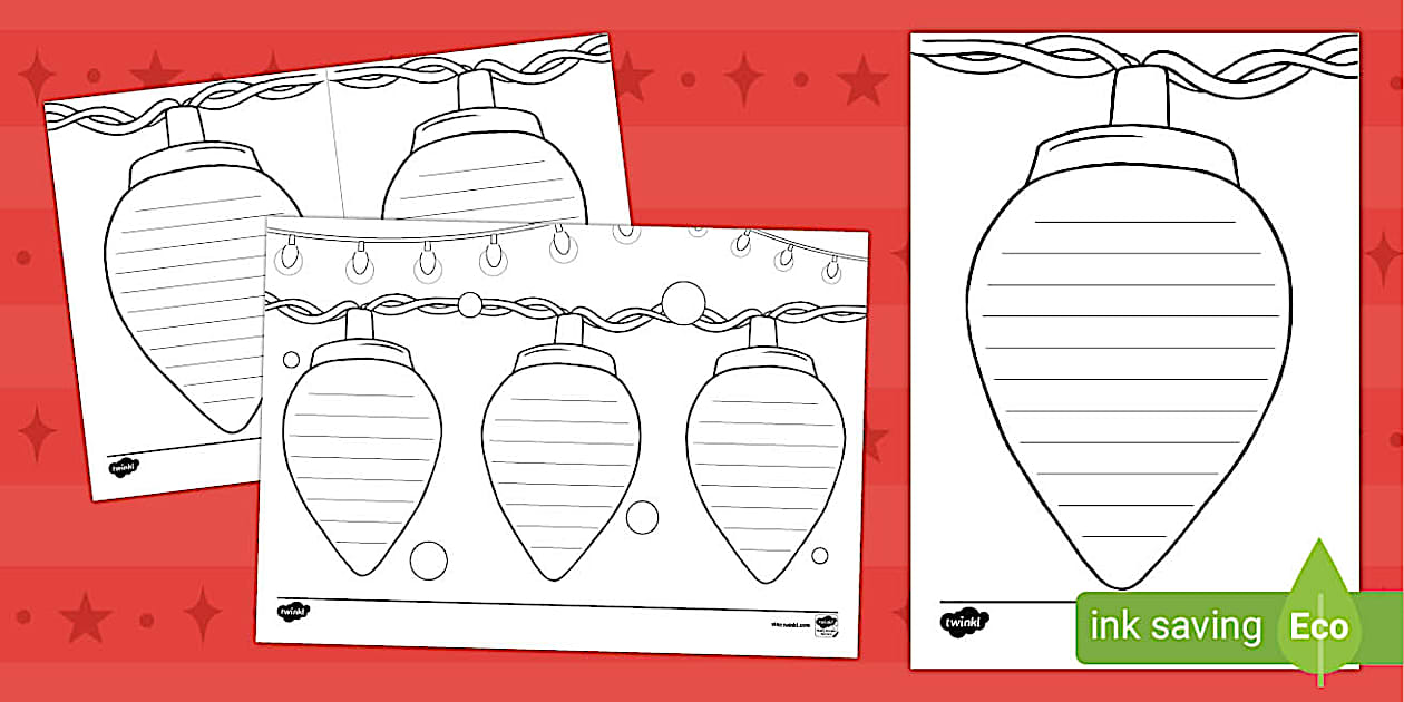 Christmas Light Writing Template (Teacher-Made) - Twinkl