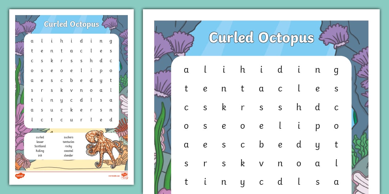 Curled Octopus Word Search (teacher made) - Twinkl