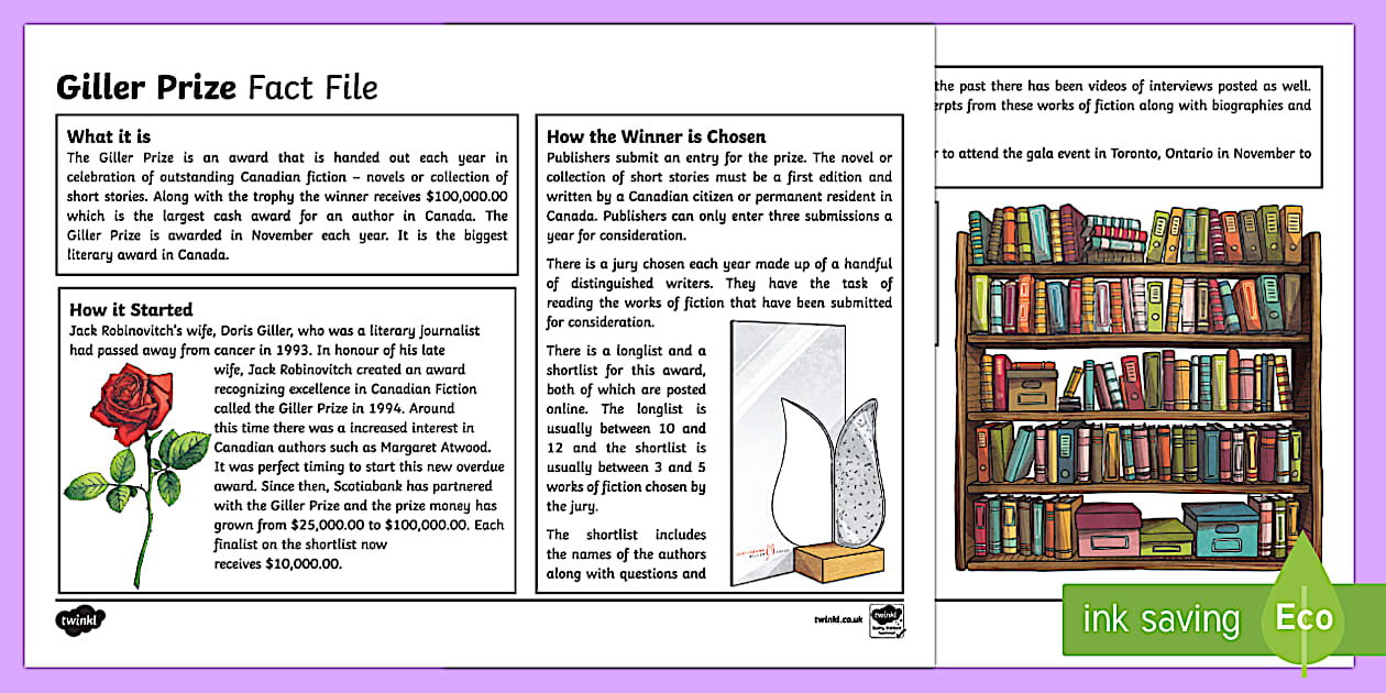 All About the Giller Prize Fact File (teacher made) - Twinkl