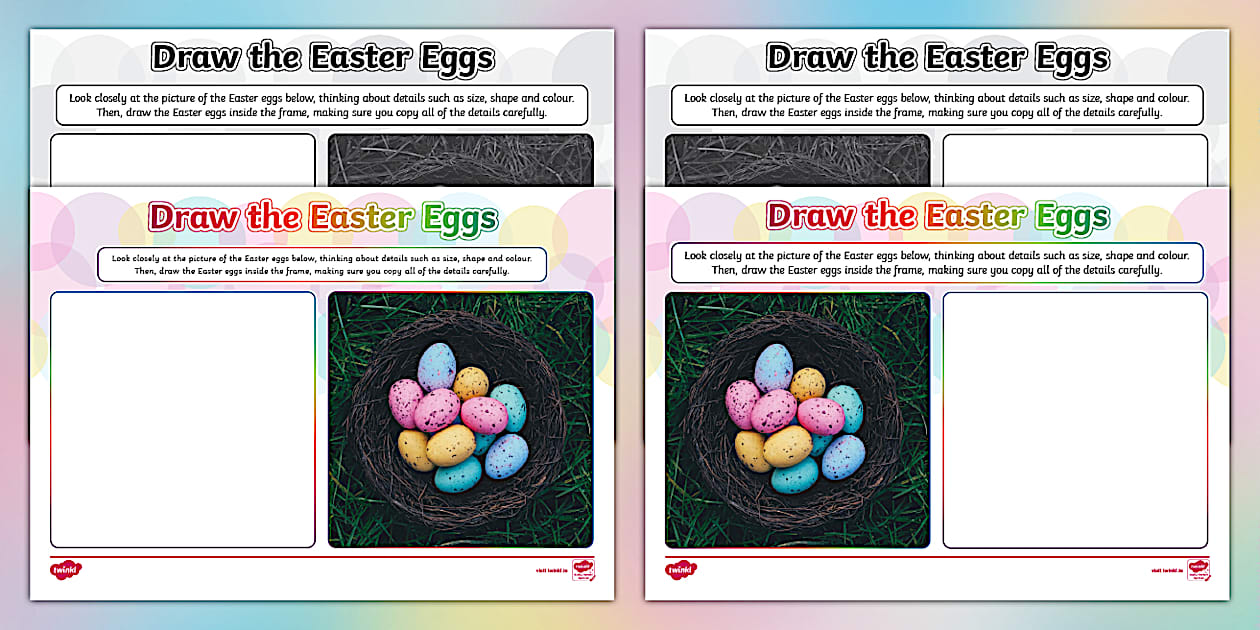 Draw the Easter Eggs Worksheet (teacher made) - Twinkl