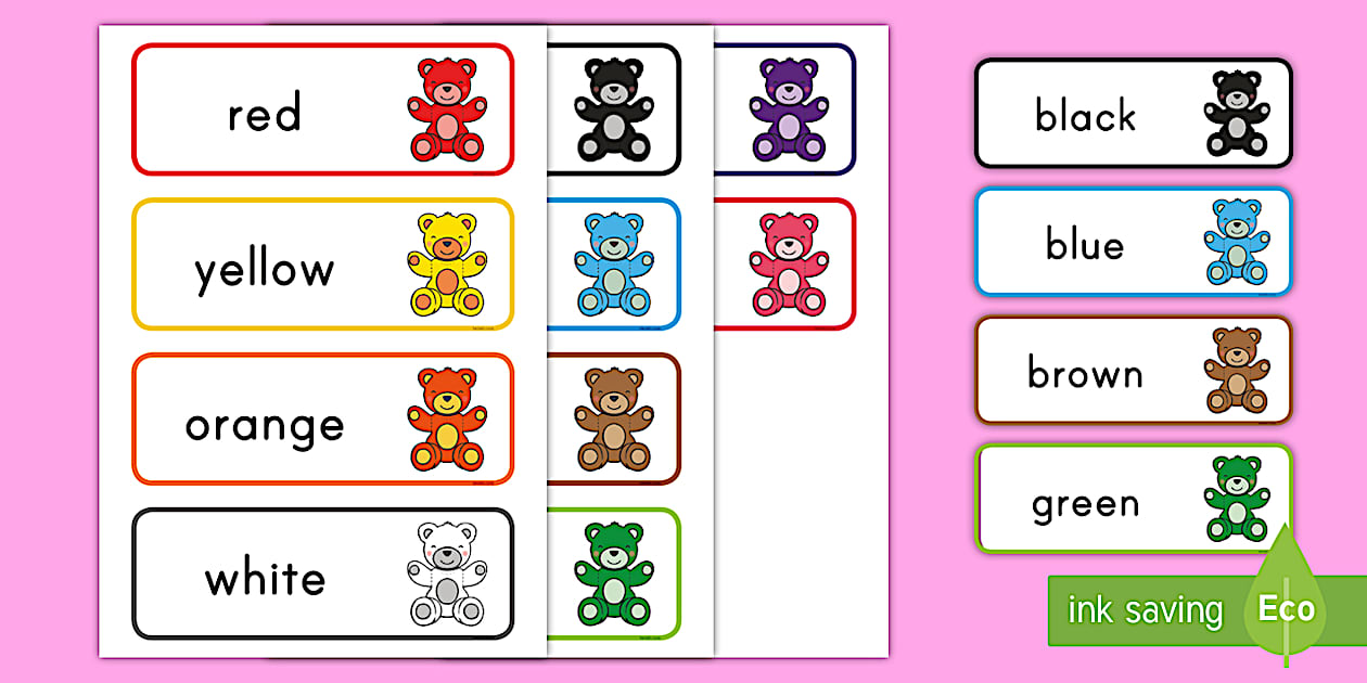 Color Bear Word Cards (teacher made) - Twinkl