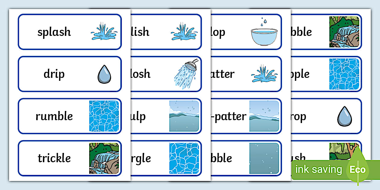 Water Sounds Word Cards (teacher made) - Twinkl