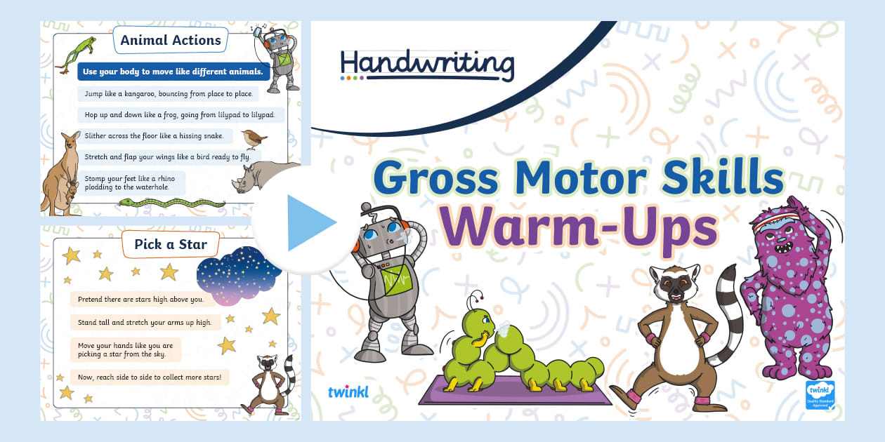 KS1 Gross Motor Skills Warm-Ups Activity PowerPoint - Twinkl