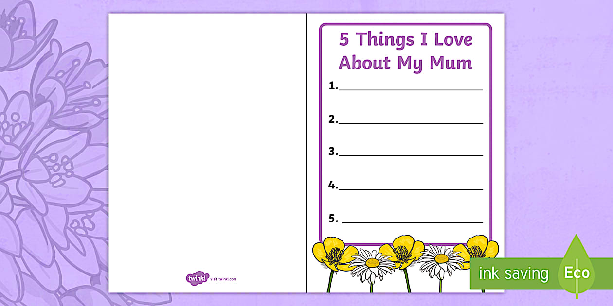Mother's Day Message - 5 Things I Love About Mum Card