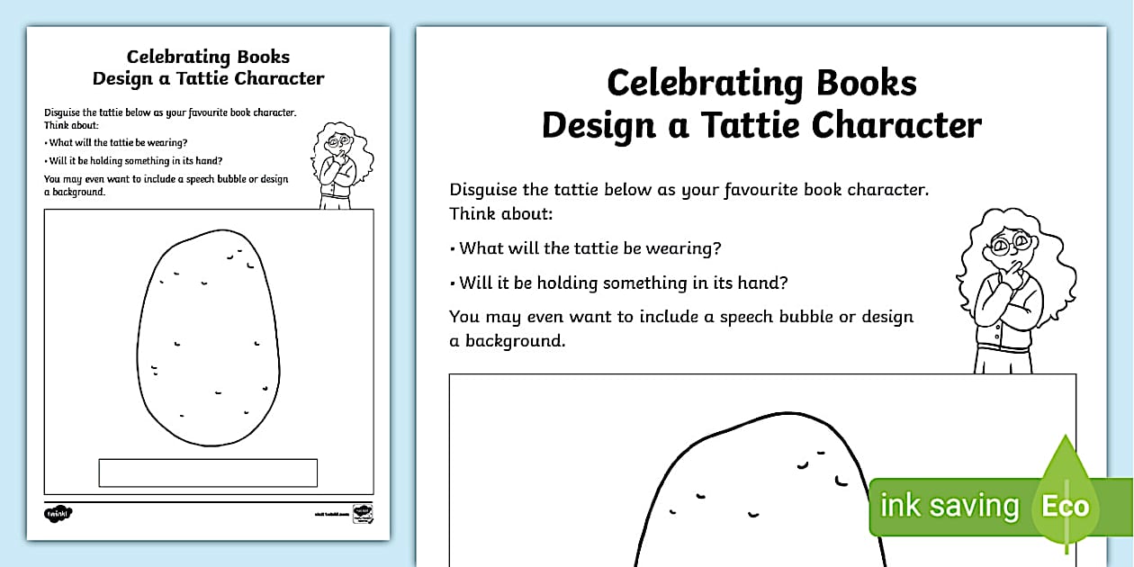 Celebrating Books Design a Tattie Character Activity Sheet
