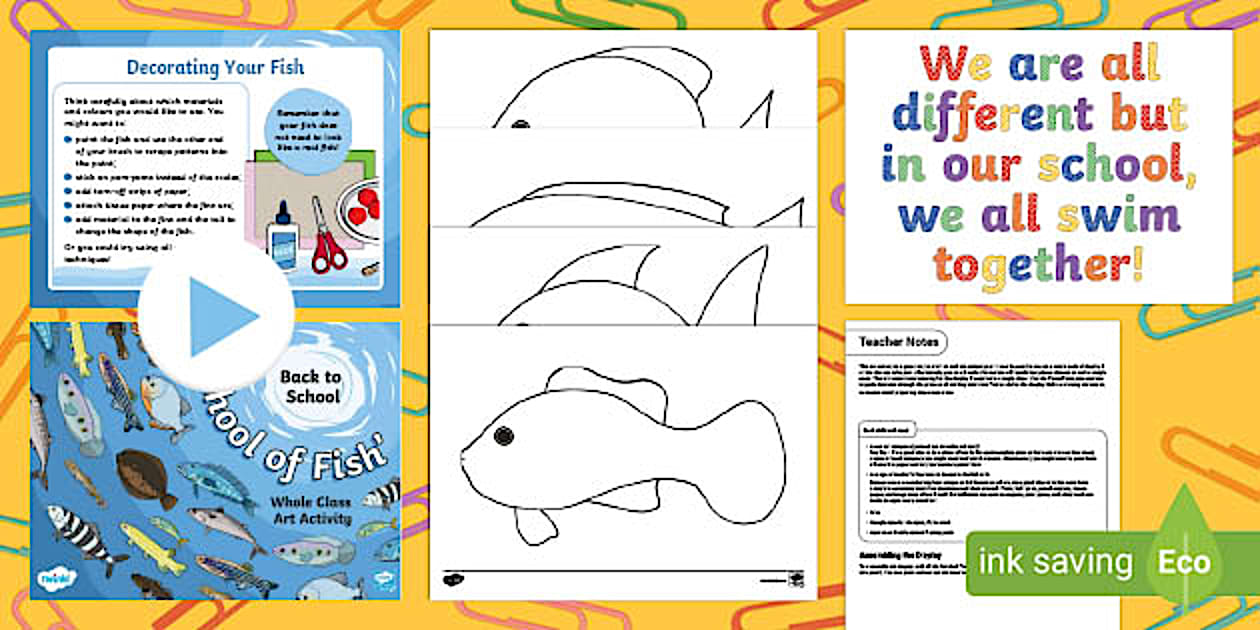 Back to School 'School of Fish' Whole Class Art Activity Pack