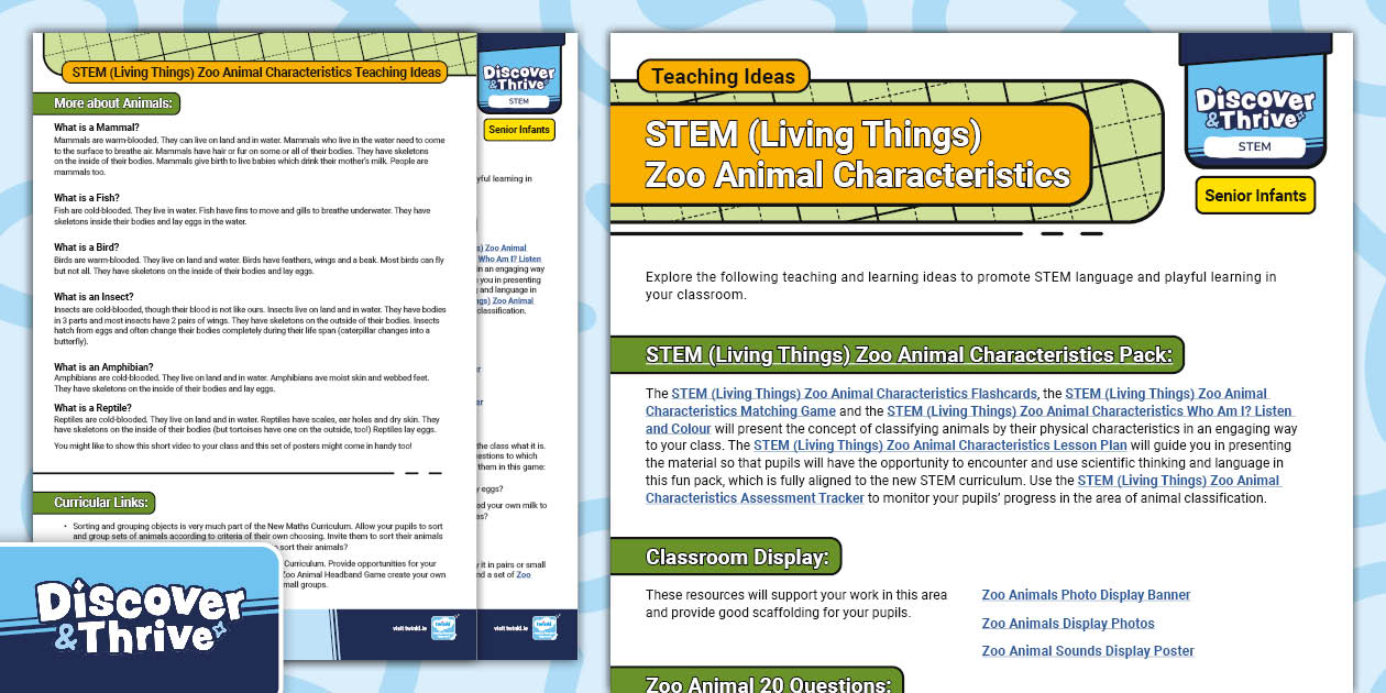 STEM (Living Things) Zoo Animal Characteristics Teaching Ideas (Senior